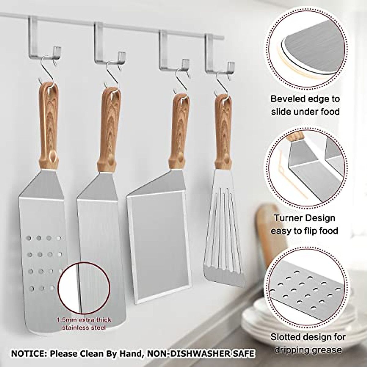 Joyfair 19Pcs Griddle Accessories Kit, Flat Top Grill BBQ Turners with Melting Domes, For Outdoor Camping Teppanyaki, Include Basting Cover, Burger Press, Stainless Steel Spatulas, Scarpers, Carry Bag