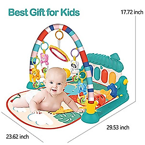 Baby Play Piano Gym Mat with Music and Light Toddlers Early Educational Toys Tummy Time Playmat Infant Activity Center for Newborn 0-12 Months