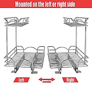 OCG 2 Tier Under Sink Pull Out Organizer (11" W x 21" D x 15.8" H), Under Sink Organizers and Storage for Kitchen Bathroom Cabinet, Chrome Finish