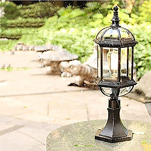 XJJZS Rustic Waterproof led Pillar Wall Lamp,Vintage Outdoor Glass LED Post Lighting,Villas Garden Porch Home Landscape Pathway Lights