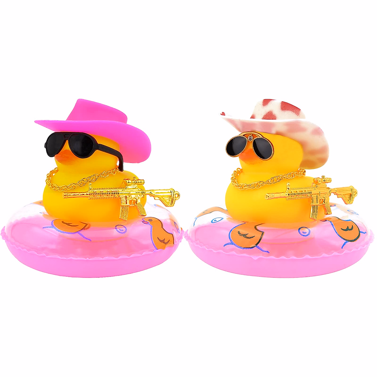 Rubber Duck for Car - Car Duck Decoration Dashboard, Rubber Duck Toy Car Ornament, Car Accessories Duck with Mini Sun Hat Swim Ring Necklace and Sunglasses for Party Favors, Birthdays, Bath Time