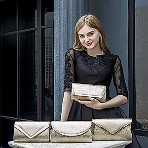 BENCOMOM Women gold clutch Purses Formal Evening Bags Wedding Party Dressy Handbags Bridal Prom shoulder bag with chain