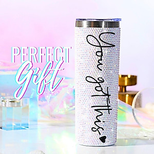 Onebttl Inspirational Gifts for Women, You Got This, Motivational Encouragement Job Promotion Congratulations Gifts for Women Coworkers, 20Oz Skinny Rhinestone Bling Tumbler with Lid & Straw