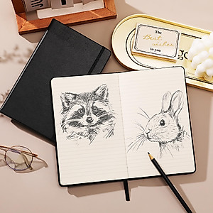 Ruled Notebook/Journal – Classic Notebook Journal for Women/Men, Faux Leather Notebooks for Work, Premium Thick Paper, Black, Hardcover, Lined (5.4 x 8.3)