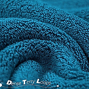 Cleanbear Cotton Hand Towel Thick Bathroom Hand Towels - 2 Pack (Peacock Blue), 13 x 28 Inches