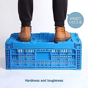 QTJH Collapsible Storage Bin Containe，52 Liter Transfer box,crate Transit storage of various items (23.6" L x 15.7" W x 8.6" H)