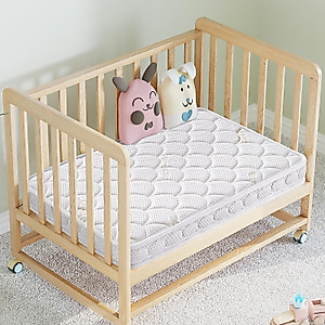 Vibe bear Premium Foam Mini Crib Mattress - Dual-Sided- 38x24x4 Inch- 100% Breathable, Non-Toxic, Quiet and Odorless, Hypoallergenic, Fits Most Mini Cribs