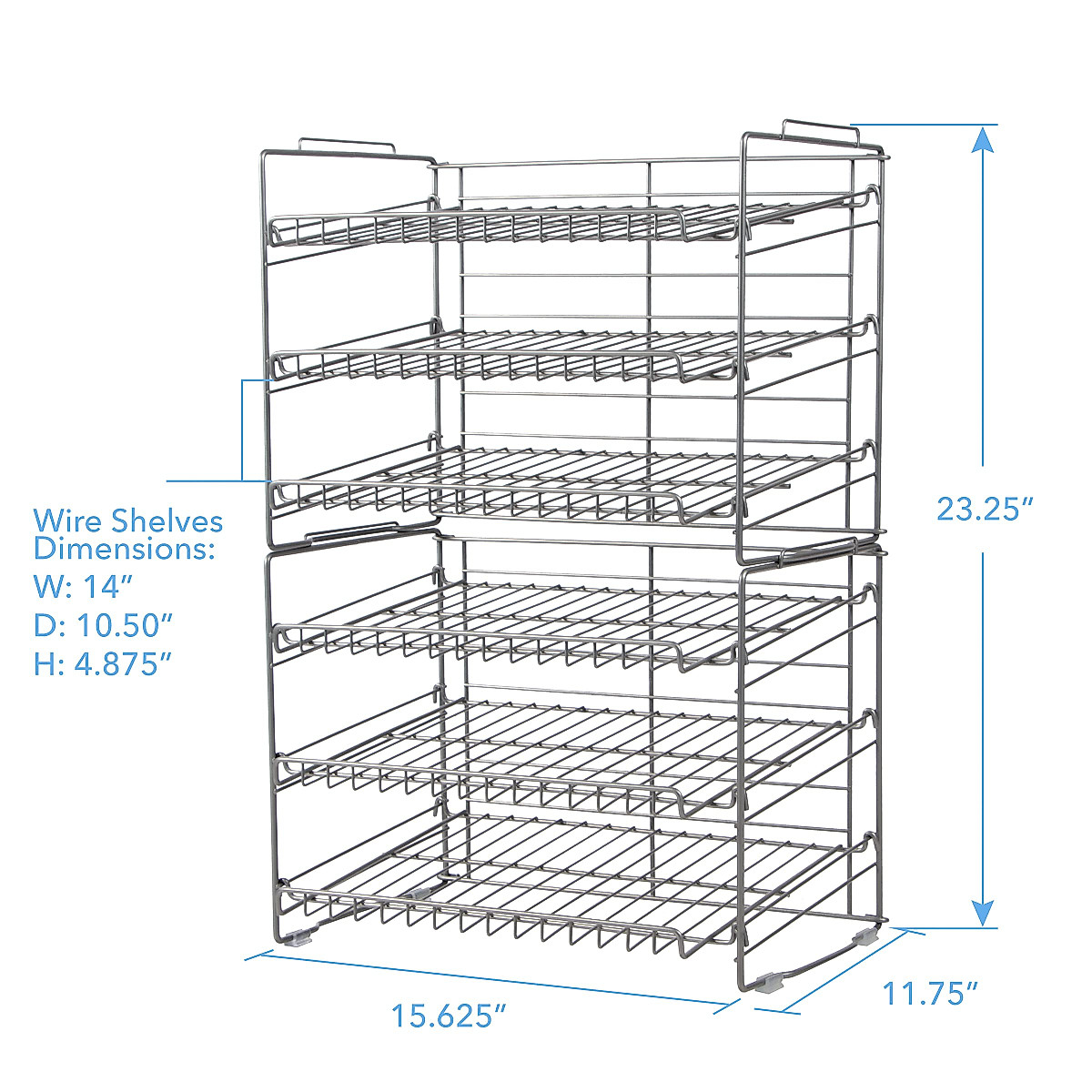 Atlantic Gravity-Fed Compact Double Canrack – Kitchen Organizer, Durable Steel Construction, Stackable or Side-by-Side, PN in Silver