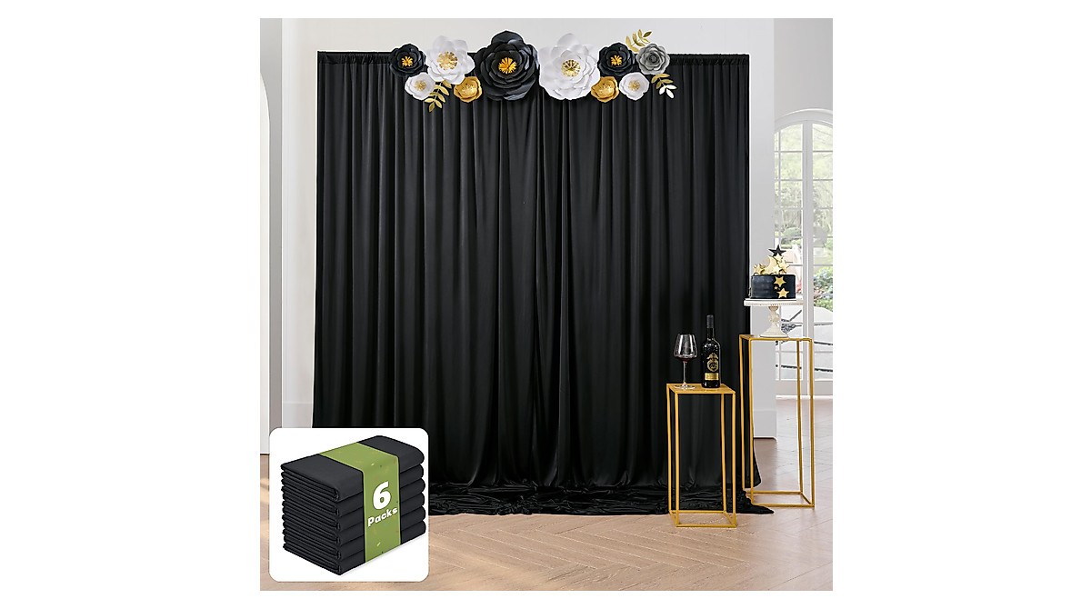 10 ft x 30 ft Black Backdrop Curtains for Events