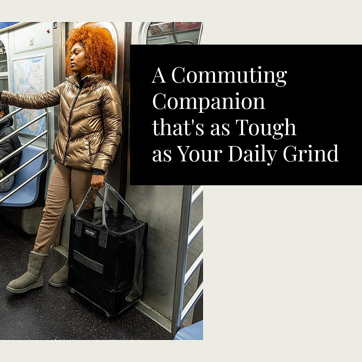 HULKEN - (Medium, Rose Gold Reusable Grocery Bag On Wheels, Shopping Trolley, Lightweight, Carries Up To 66 lb, Folds Flat, Unbreakable Handles