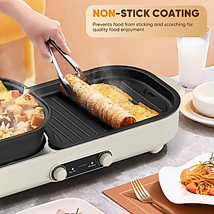 Hot Pot Electric with Grill - Korean BBQ Grill Indoor and Shabu Shabu Pot, Removable Hotpot Pot & KBBQ Grill,- Non-Stick, Adjustable Temperature, Family Size