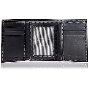Timberland mens Leather Trifold Wallet With Id Window, Black (Cloudy), One Size