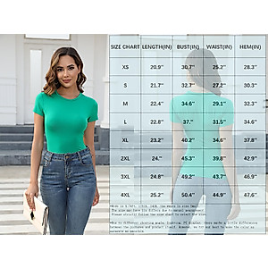 Abardsion Women's Casual Basic Going Out Crop Tops Slim Fit Short Sleeve Crew Neck Tight T Shirts (Green, S)
