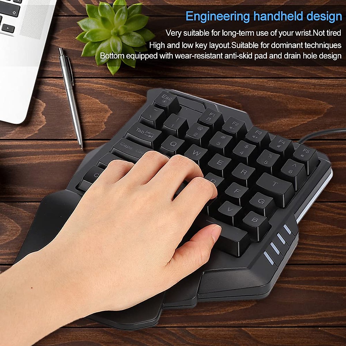 CHICIRIS LED Gaming Keyboard, Portable High & Low Key Layout Fast Response One-Handed Keyboard, Anti-Slip Design for / / / iOS Home