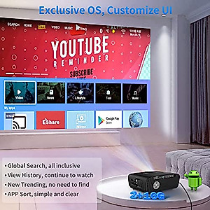 4K WiFi Video Projector,13000LM Smart Projector LED Native 1080P Full HD,5G Wireless Android Projector Airplay Netflix Disney+ Compatible,Home Cinema Outdoor Projector with Zoom Speaker HDMI USB RJ45