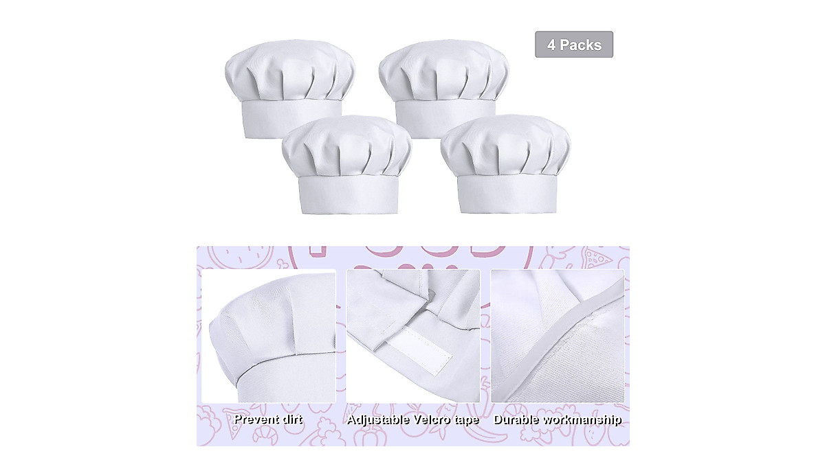 Kids Adjustable Chef Hats - 4PCS for Ages 2-5