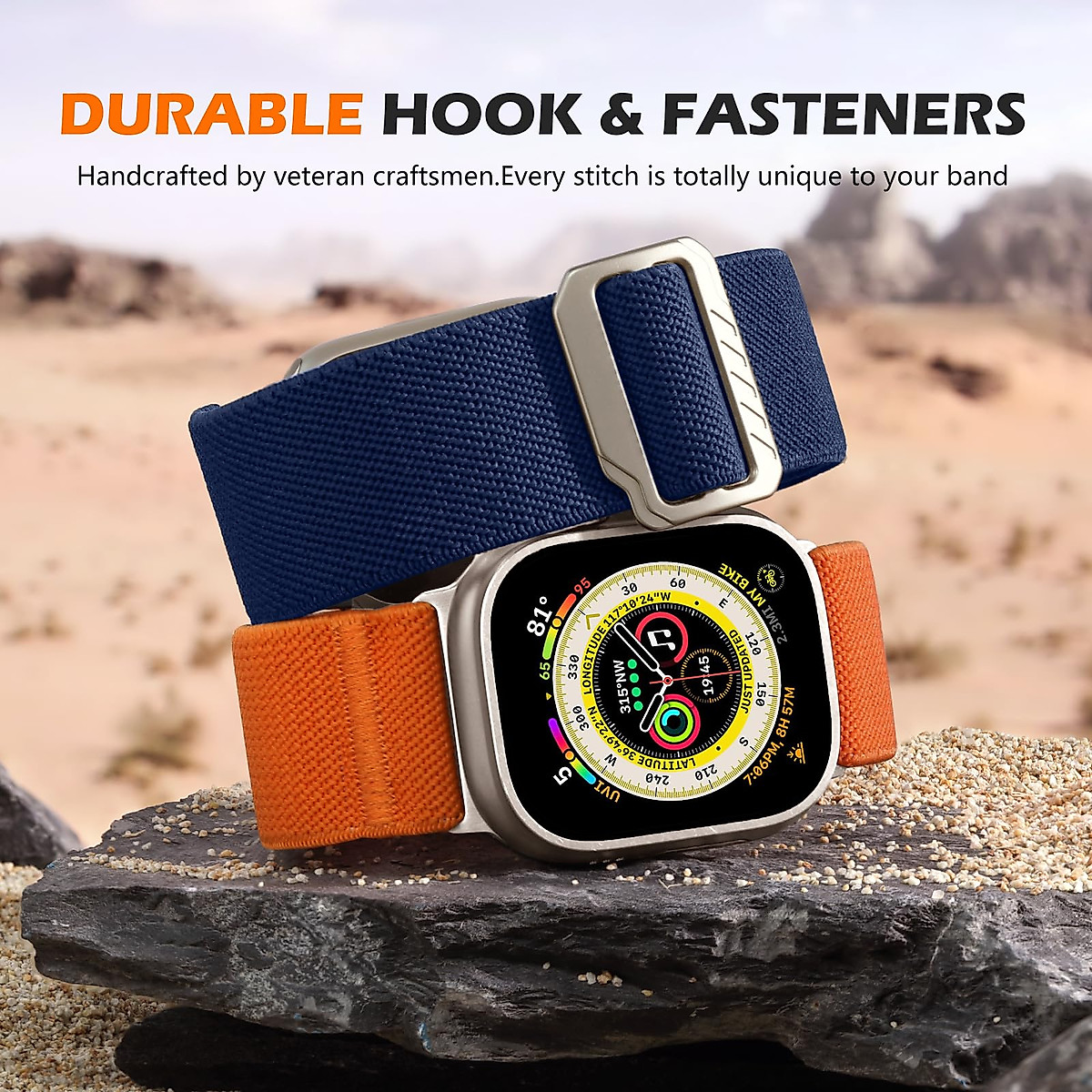 SNBLK Elastic Sport Bands Compatible with Apple Watch Ultra 2 Band/Ultra Band 49mm, iWatch Series 10/9/8/7/6/5/4/3/2/1/SE 42mm/44mm/45mm/46mm/49mm Stretchy Nylon Solo Loop Wide Replacement Strap Men Women