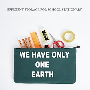 Rough Enough Large Pencil Case Pouch Storage Waterproof Bag with YKK Zipper for Preppy School Student Teen Art Supplies Green We Have Only One Earth Logo