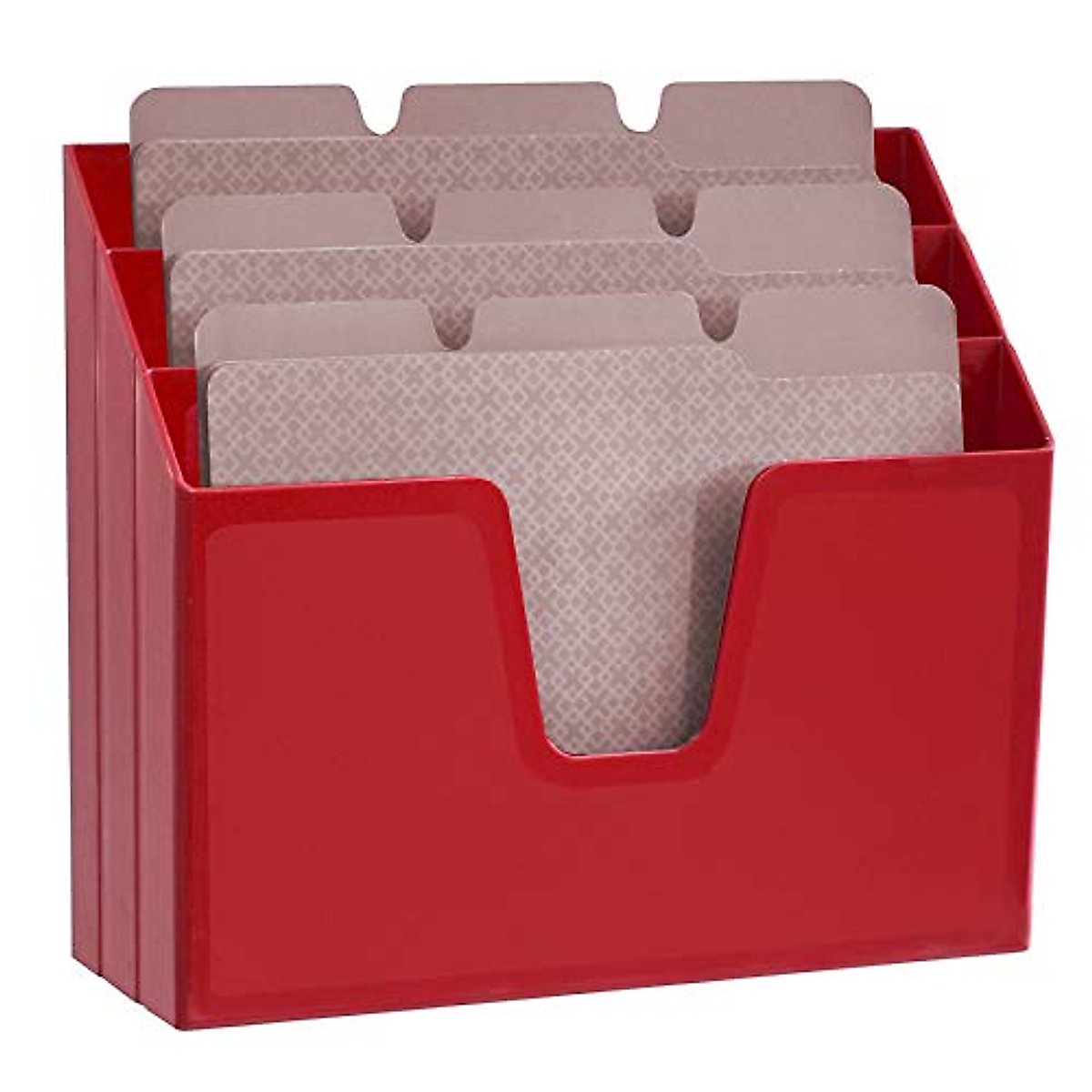 Acrimet Horizontal Triple File Folder Holder Organizer (Solid Red Color)