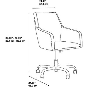 Bush Business Furniture London Mid Back Leather Box Chair in Washed Gray
