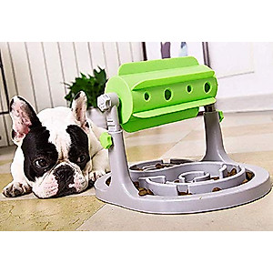 Ito Rocky Interactive Dog & Cat Food Puzzle Toy - Treat Boredom Dispensing Slow Feeder - Anxiety IQ Training in Smart Feeding and Adjustable Height for Small/Medium Dogs