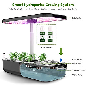 Hydroponics Growing System, EZORKAS 12 Pods Indoor Herb Garden Starter Kit with LED Grow Light, Smart Germination Kit Garden Planter for Family Home Kitchen with Cycle Timing Function
