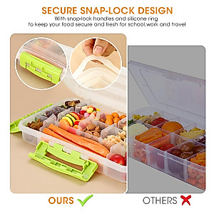 AIEVE Snack Box for Kids, Adjustable 13 Compartment Tackle Box for Snacks Charcuterie Container, Kids and Adult Reusable Snackle Box for Travel, School, Trip, Picnic, Boat
