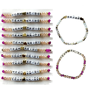 KIWILEPI Bachelorette Party Favors, 12pcs Beaded Bracelets for Team Bride, Cute Gifts for Bride Tribe Bridesmaid Proposal Gift Bridal Shower Favor Beach Wedding Supplies