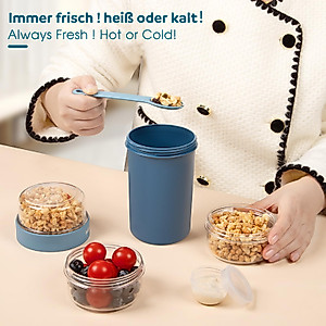 Yogurt Pot Parfait Cups With Lids and Spoons,Snack Cup Breakfast On The Go,Portable Cereal Container To Go,Travel Cereal Bowl and Milk Container,Overnight Oats Porridge Containers & Granola Holder