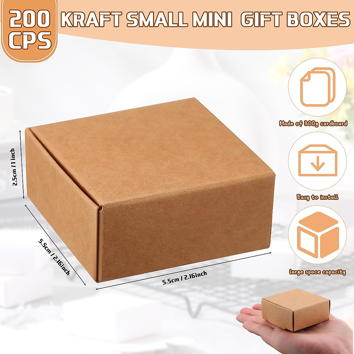 200 Pcs Small Kraft Paper Gift Boxes 2.16'' x 2.16'' x 0.98'' Bulk Gift Boxes with Lid Mini Bracelet Boxes for Jewelry Tiny Wrap Boxes Small Cardboard Boxes for Favor Ornaments Earring (Kraft Color)