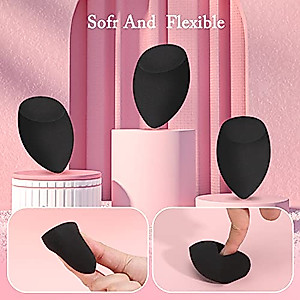 Makeup Sponges, 3-Pack Foundation Blending Beauty Sponge, Professional Beauty Makeup Set for Dry & Wet Use (Black)…