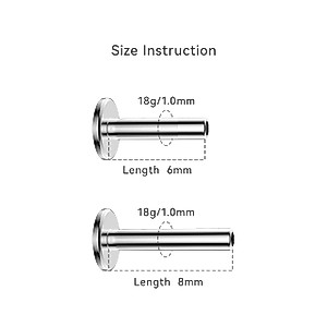 Limerencia G23 Hypoallergenic 18g Flat Back Stud Earrings | F136 Implant Grade Titanium Press Fit Threadless Push Pop in Cartilage Helix Labret Lip Monroe Tragus Piercing Studs (Trinity CZ Gold)