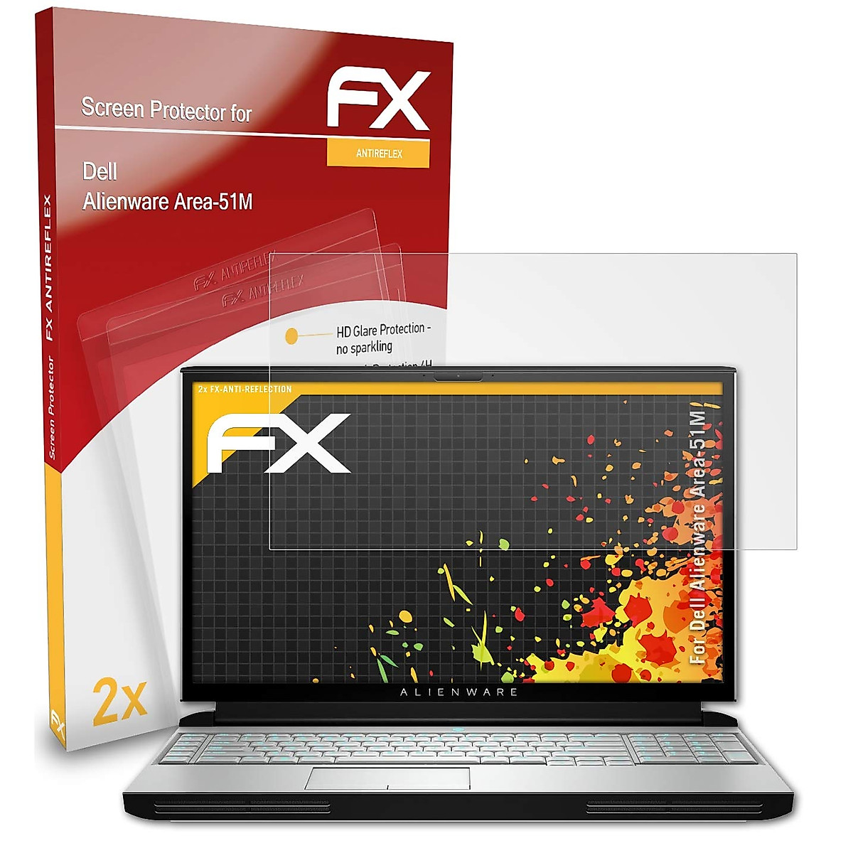 atFoliX Screen Protector compatible with Dell Alienware Area-51M Screen Protection Film, anti-reflective and shock-absorbing FX Protector Film (2X)