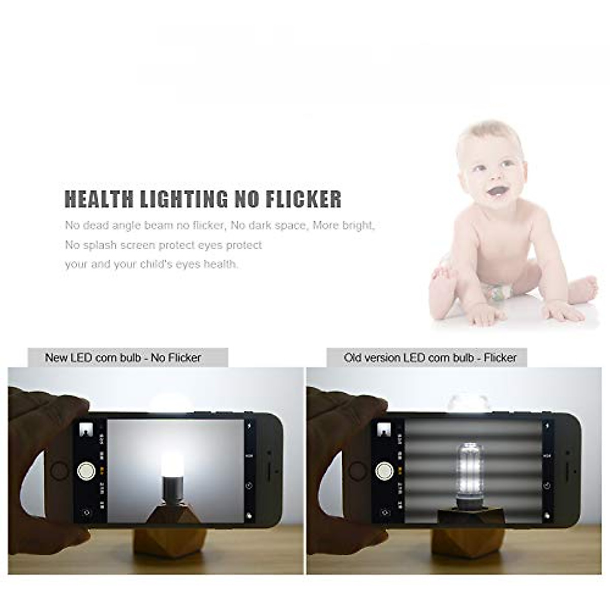 Lxcom Lighting 9W LED Light Bulb E26/E27 Base(4 Pack)- T10 Corn LED Candle Bulbs Daylight White 6000K 800lm Ultra Bright 80W Incandescent Equivalent 360 Degree Beam Angle,AC85V-265V(Silver)