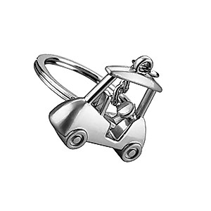 ARFUKA Keychain Golf Cart Pendant Keyring Unisex Key Organizer Holder Keyring Birthday Christmas Wedding Valentine's Day Gift for Men and Women Silver