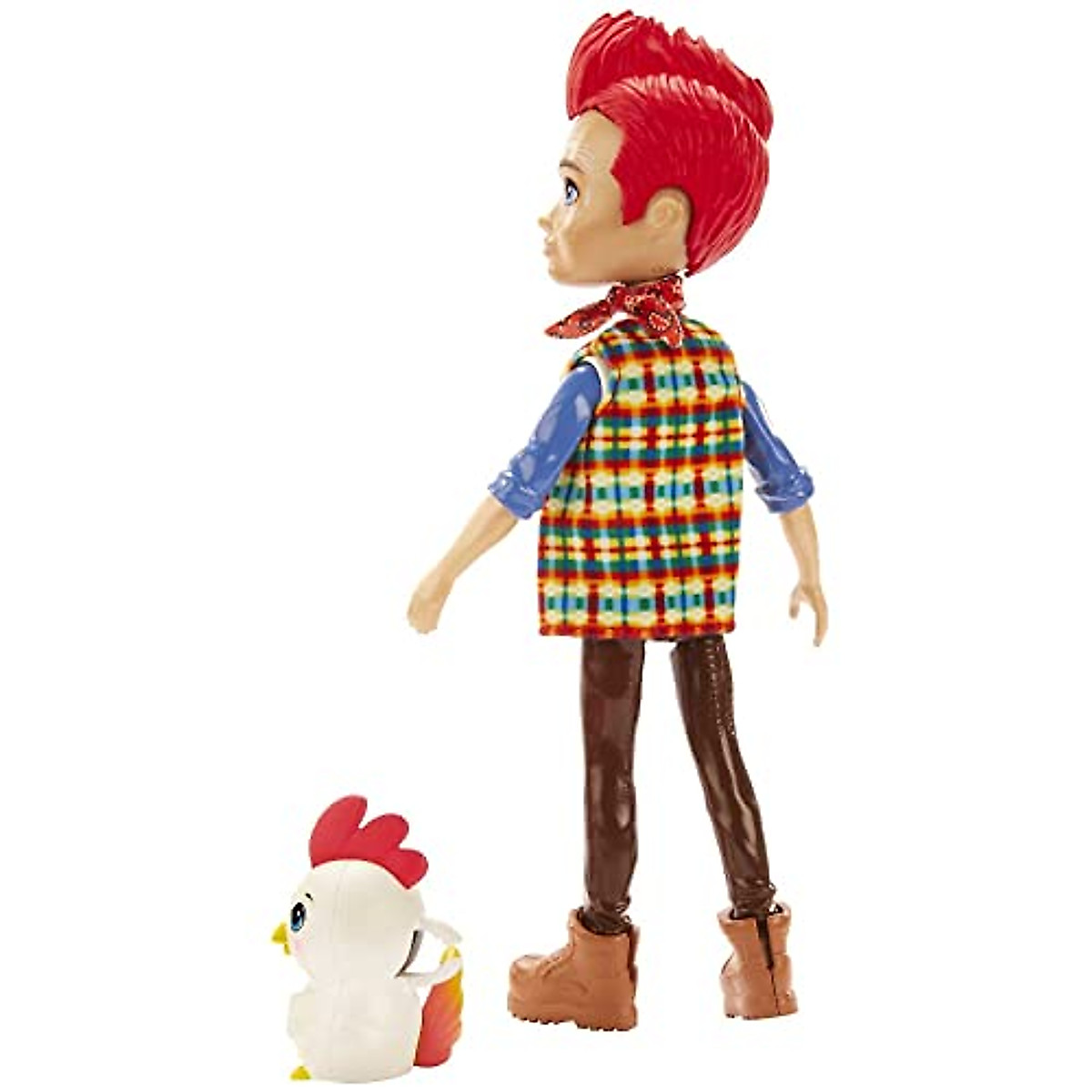 Mattel Enchantimals Redward Rooster Doll with Clunk Figure, 6-inch Small Doll with Removable Shirt & Accessories