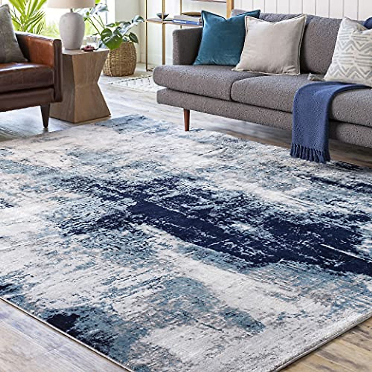 Artistic Weavers Houda Modern Abstract Area Rug, 7'10" x 10'3", Navy/Aqua