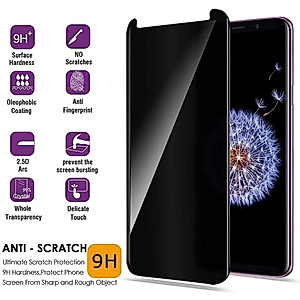 [2-Pack] SUKER Galaxy S9 Privacy Tempered Glass Anti-Spy Screen Protector [3D Curved] [Case Friendly] [9H Hardness] for Samsung Galaxy S9 (5.8"), Anti-Scratch, Bubble Free