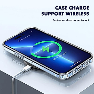 Phone case for iPhone 13 Pro Max 6.7 inches, Non-Yellowing, Crystal Clear, Transparent, Scratch Resistant, Compatible with Wireless Charging, Shock Resistant