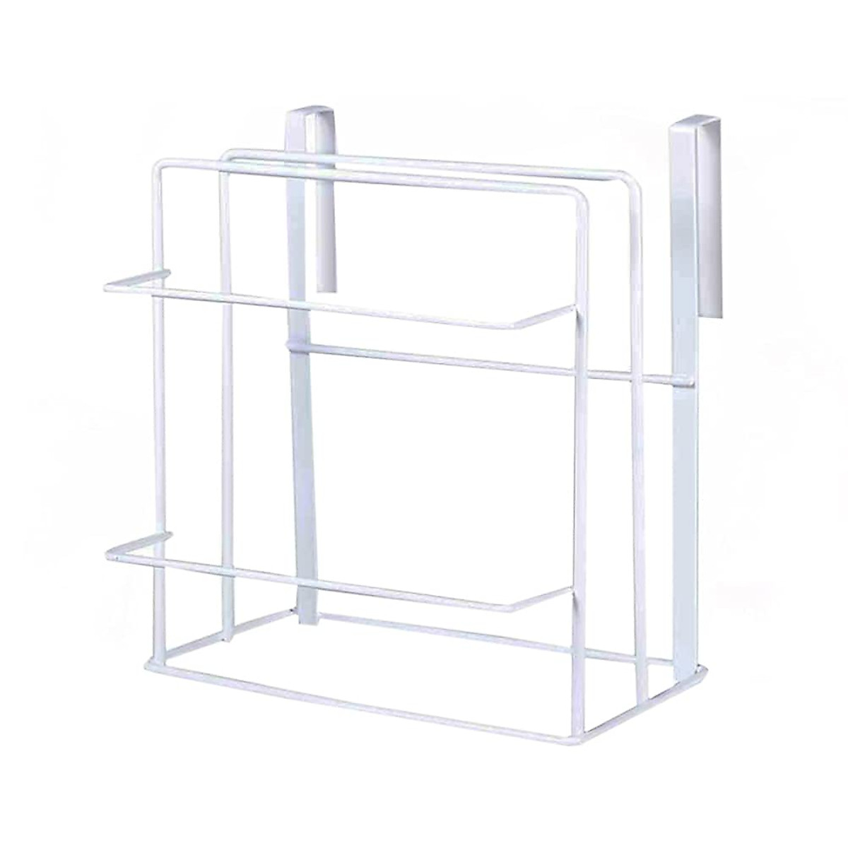 YARNOW 2 Pcs Chopping Board Shelf Under Cabinet Double Layer Pot Lid Rack Holder Punch Free Towel Bar Kitchen Storage Organizer (White)