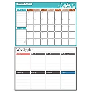 Magnetic Dry Erase Monthly Calendar and Weekly Planner for Fridge Refrigerator Whiteboard Organizer, Blue