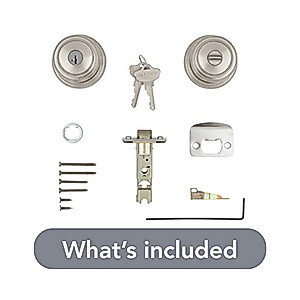 Baldwin Alcott, Entry Door Knob Handle with Keyed Lock Featuring SmartKey Re-key Technology and Microban Protection, in Satin Nickel