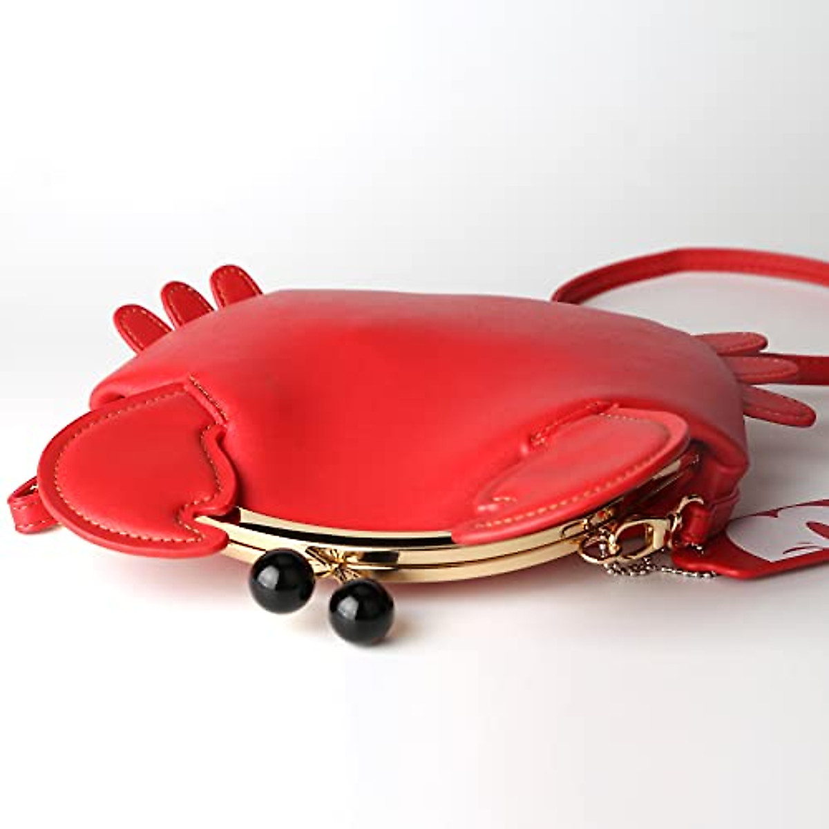 PTShadow Crab Shape Crossbody Shoulder Bag,Pu Leather Animal Purse for Women(Red)