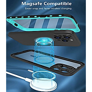 Guirble Design for iPhone 14 Pro Waterproof Case,Phone Case for iPhone 14 Pro with Screen Protector,Protective Case for iPhone 14 Pro 6.1''(Turquoise)