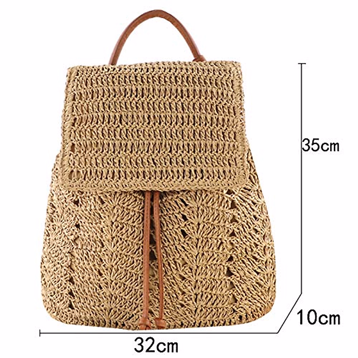 Fashion Women Girls Mini Travel Backpack Woven Straw Backpack Straw Crossbody Shoulder Bag(Brown)