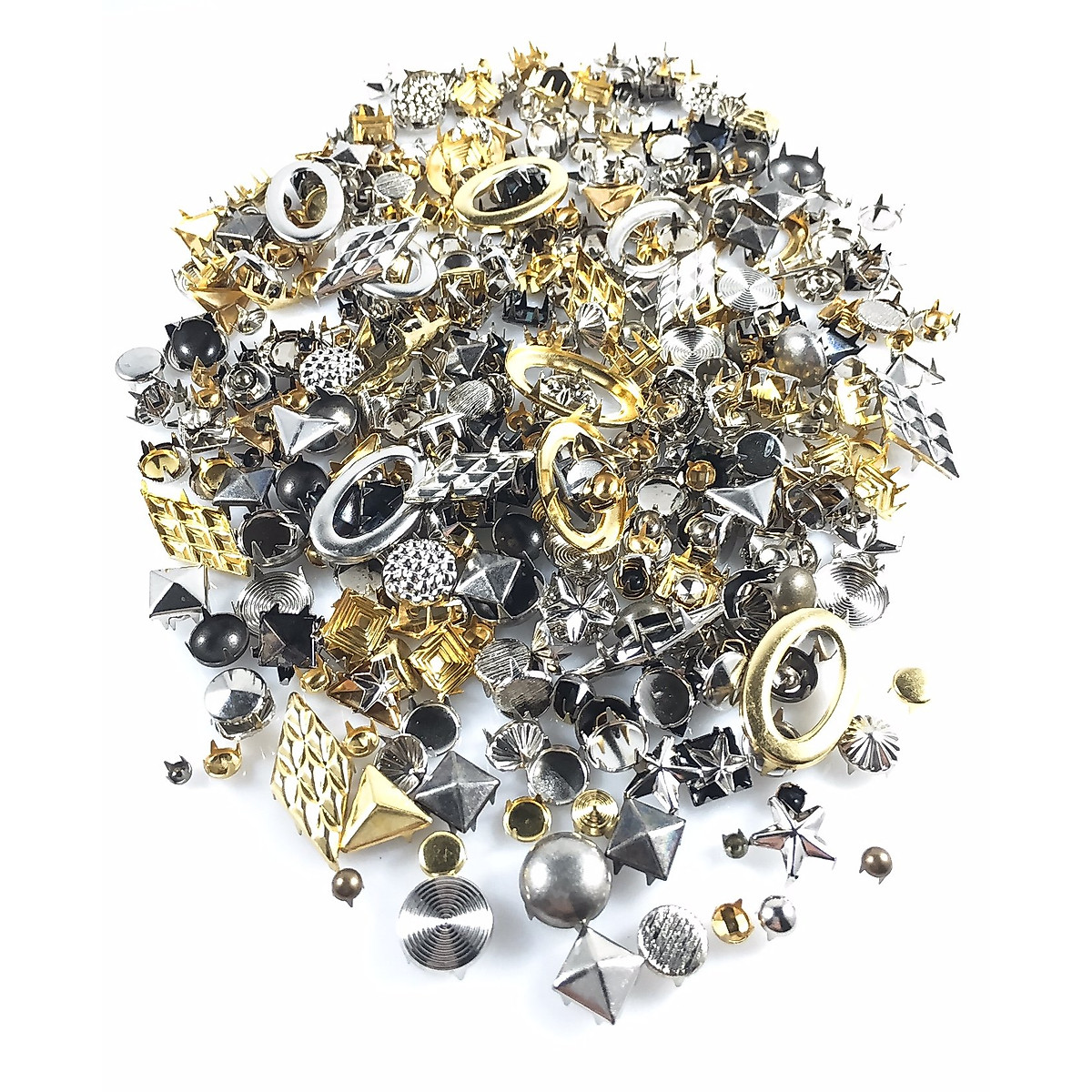 Nailheads - Spots - Studs - 500 pcs Mixed Nailheads - Mixed Studs - Mixed Shapes, Sizes and Colors - Premium Quality Brass Nailheads
