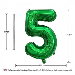 40 Inch Huge Dark Green Numbers 5 Balloons Decorations Birthday Party Supplies Helium Foil Mylar Big Digital 0-9 Summer 2022 Graduation Anniversary Celebrations(Emerald Green 5 balloon)