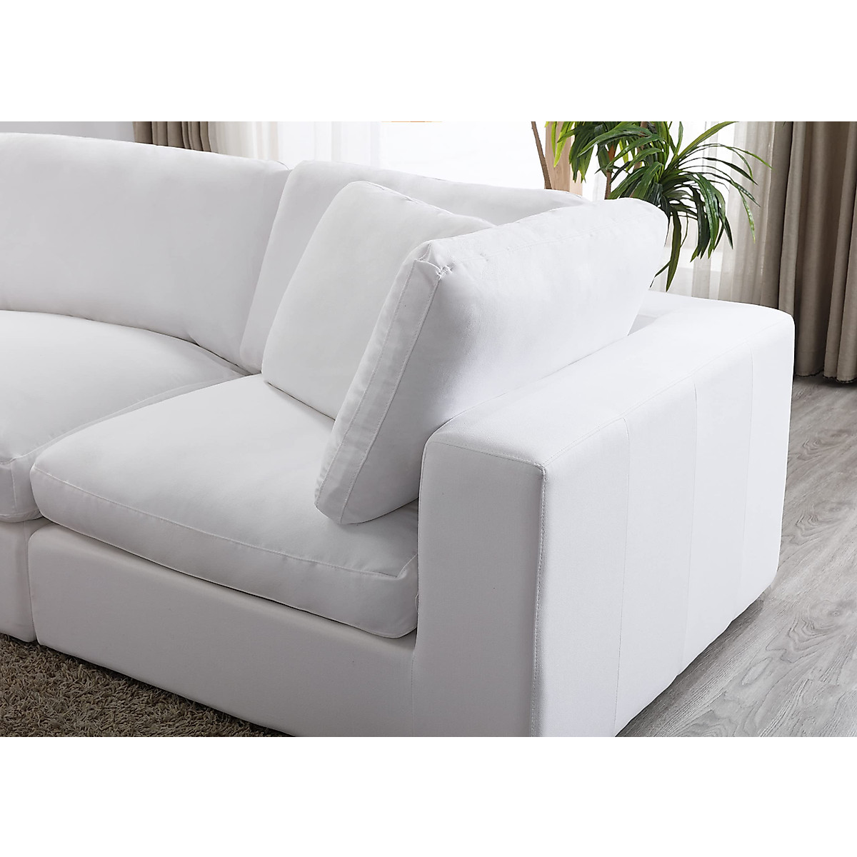 Roundhill Furniture Rivas Contemporary Feather Fill 8-Piece Modular Sectional Sofa with Two Ottomans, White