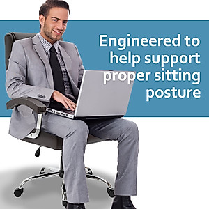 Halter Ergonomic Office Chair for Home Office Desk, Luxury Leather Bonded Executive Chair, Adjustable Height, Padded Comfy Seat, High Back Lumbar Support, Computer Chair for All Day Comfort, Black