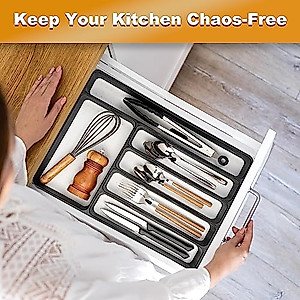 Conflech Black Plastic 6 slots silverware organizer